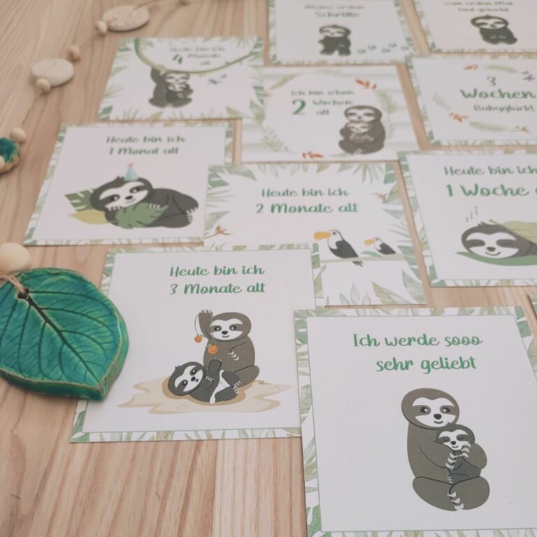 Babyshower Geschenkbox: Kalmar & Meilensteinkarten (2er set)